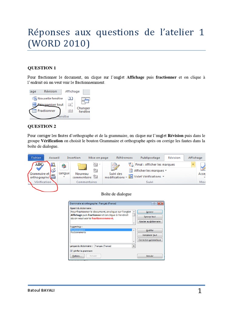 EXERCICE 1 Word Corrigé | PDF | Microsoft Word | Internet