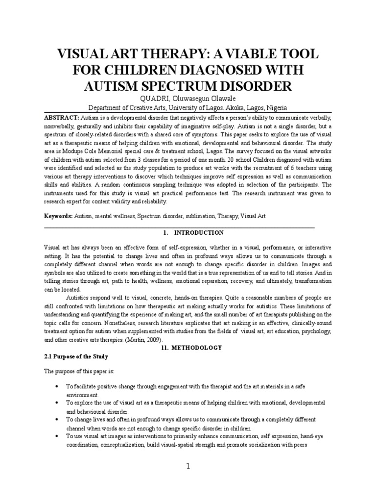 Visual Art Theraphy A Viable Tool For Children Diagnosed With Autism ...
