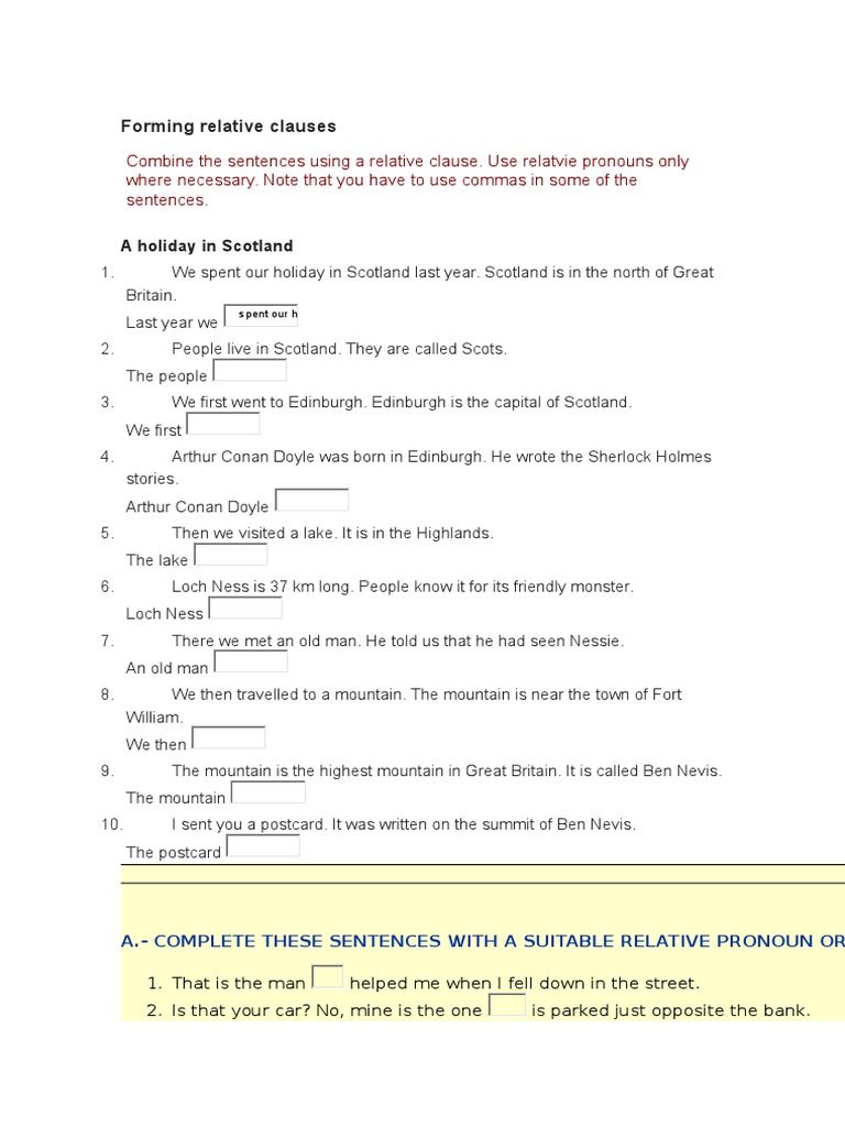 Forming Relative Clauses | PDF | Scotland | Loch Ness Monster