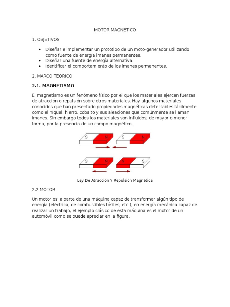 Motor Magnetico | PDF | Imán | Magnetismo