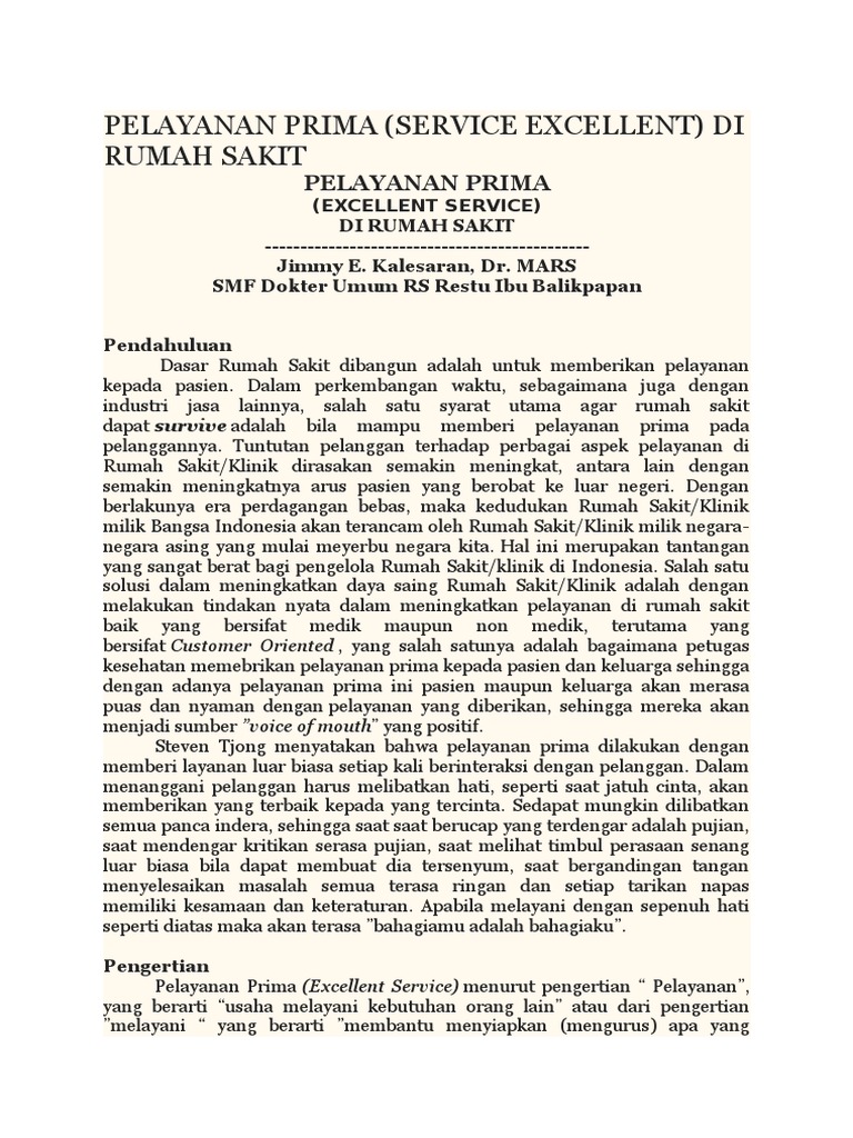Pelayanan Prima Service Excellent | PDF