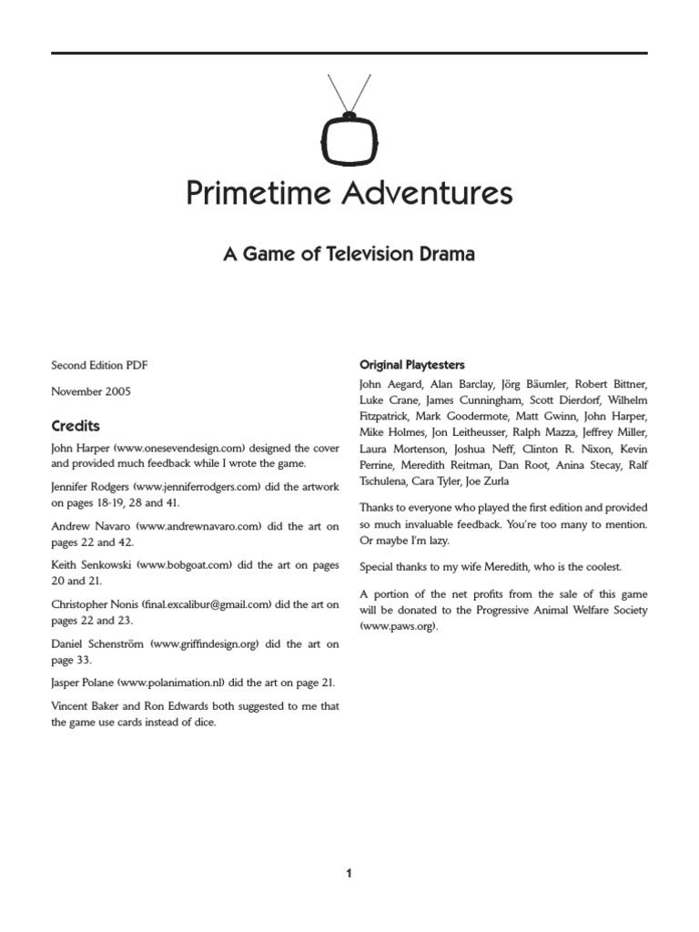 Primetime Adventures | PDF | Television Programs | Leisure