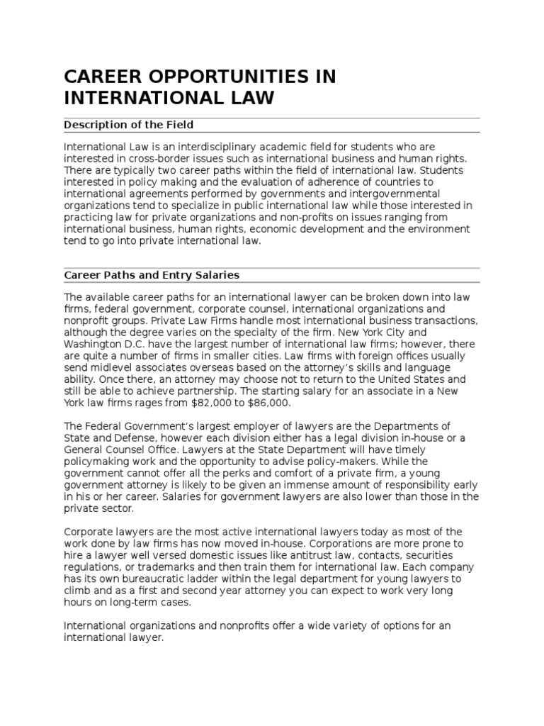 Career Paths in International Law | PDF | Law Firm | Lawyer