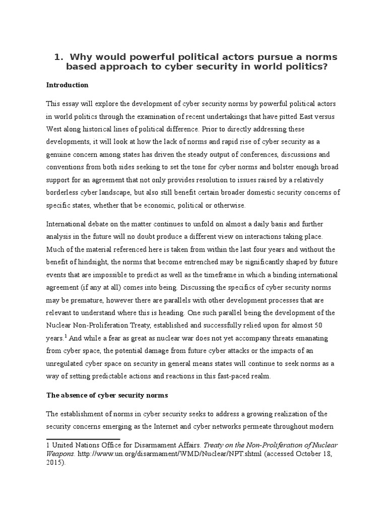 Norms Based Approach To Cyber Security Policy | PDF | Cyberwarfare ...