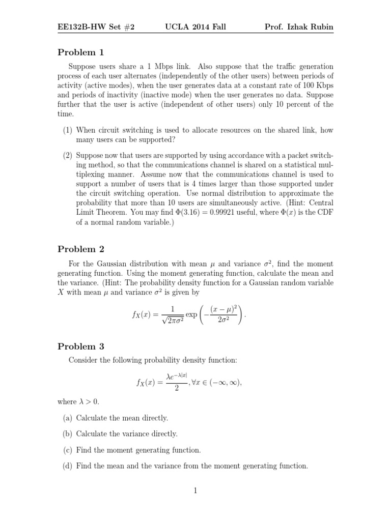 Ee132b HW2 | PDF | Normal Distribution | Statistical Theory