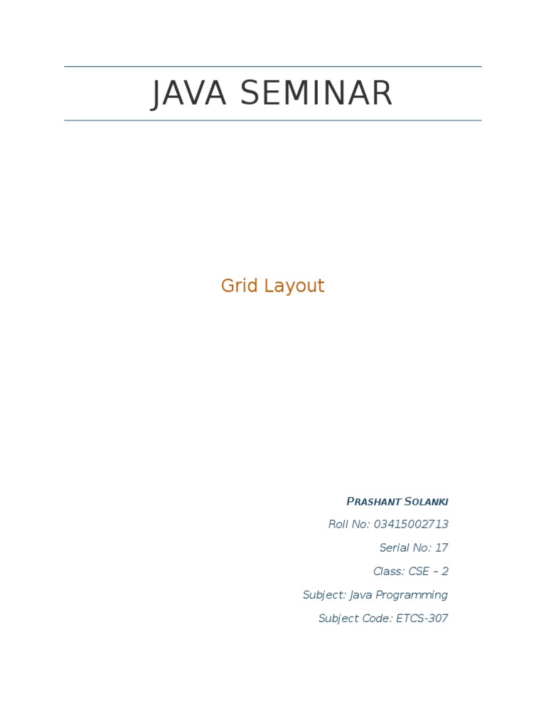Java Seminar - Grid Layout | PDF | Java (Programming Language) | Constructor (Object Oriented ...