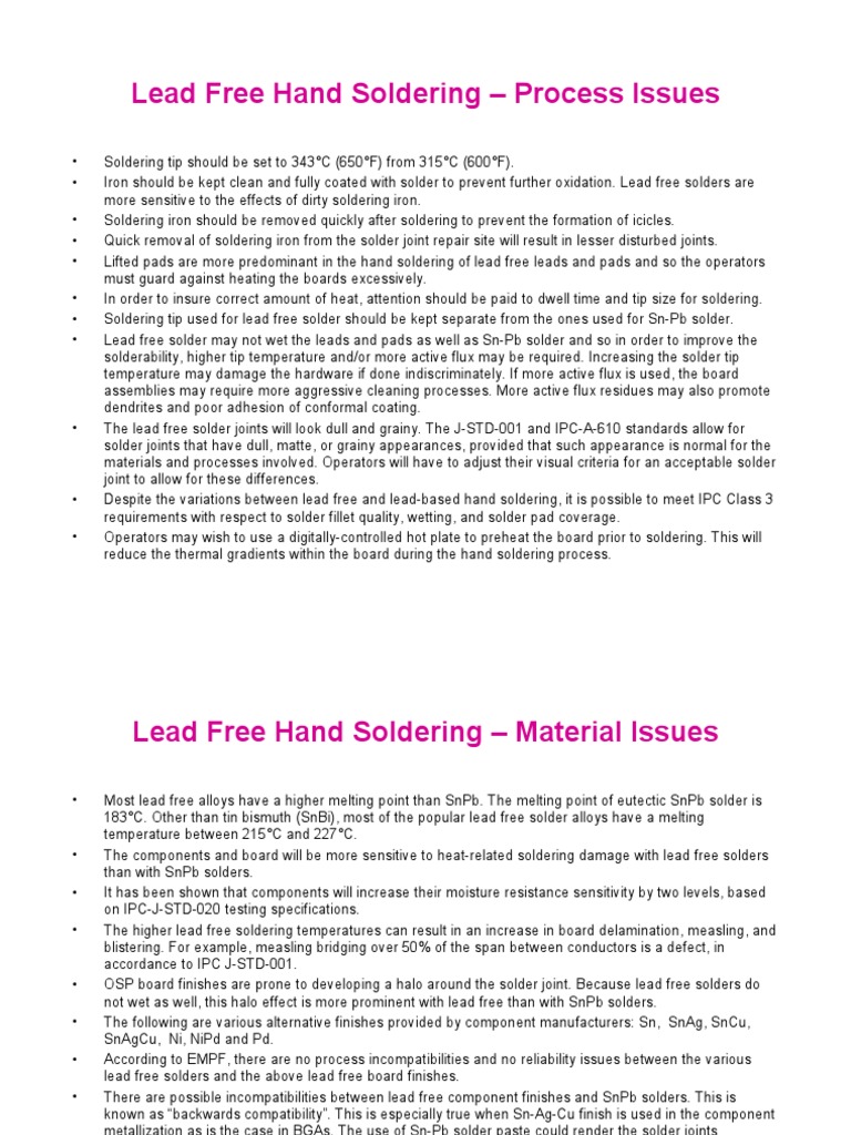Lead-Free Hand Soldering Tips | PDF | Technology & Engineering