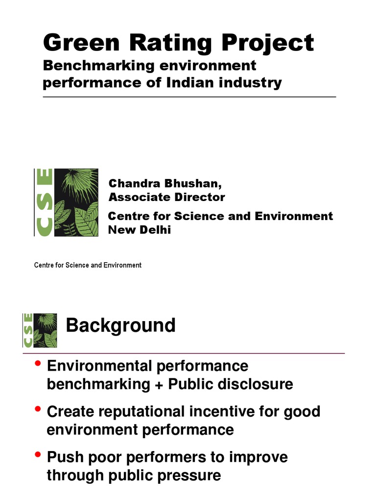Green Rating Project: Benchmarking Environment Performance of Indian ...