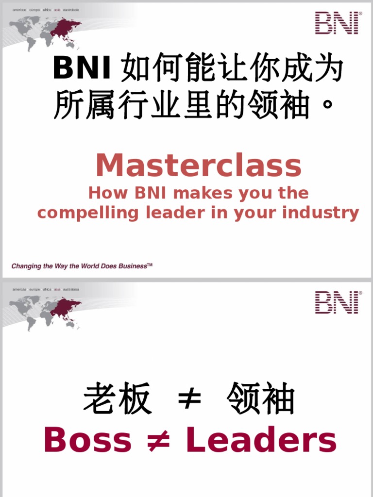 BNI Leadership Masterclass Guide | PDF | Business | Wellness