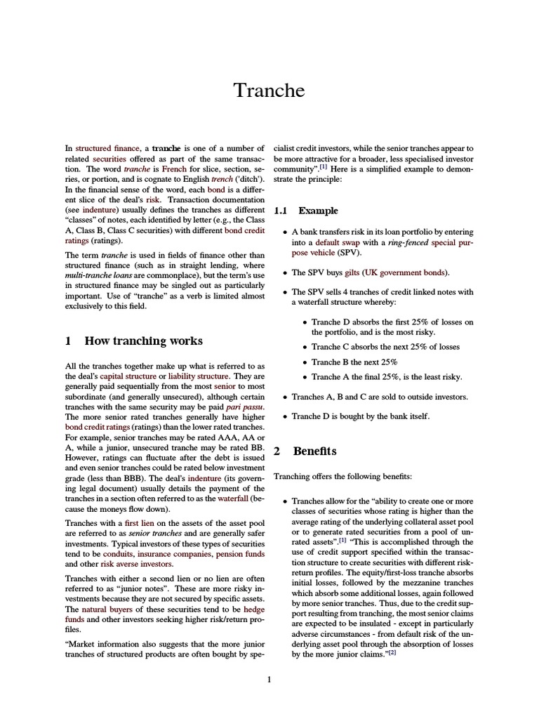 Understanding Tranches: A Breakdown of How Structured Finance Divides ...