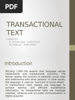 Definition of Transactional Text | PDF | Conversation | Communication