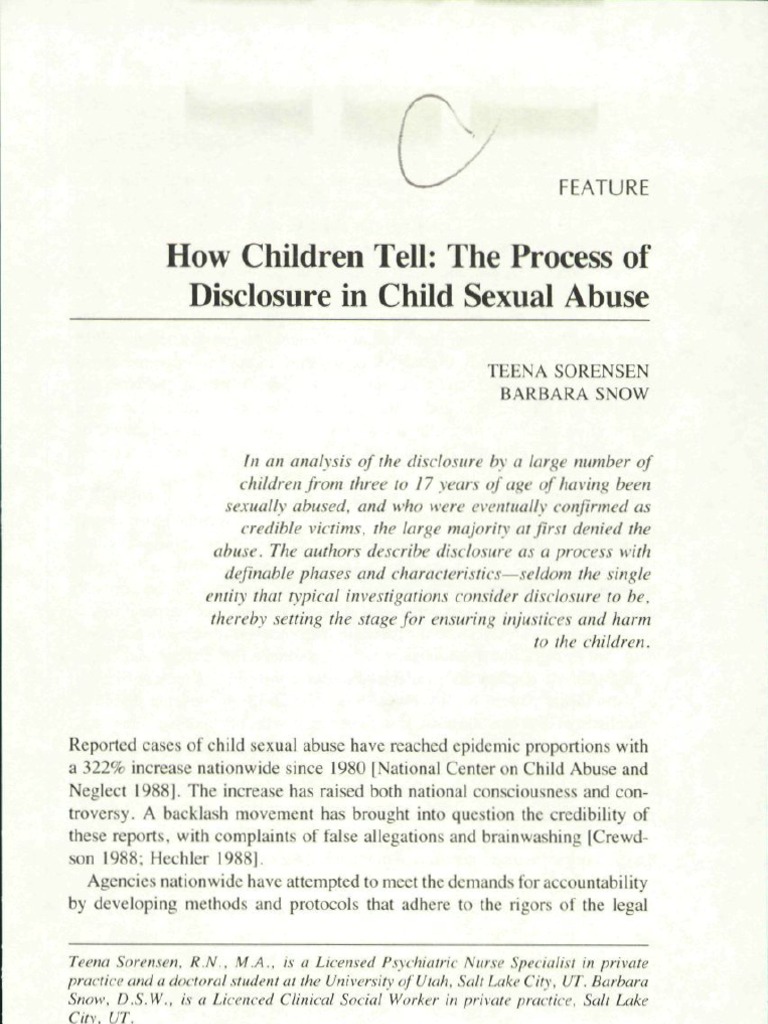 How Children Tell: The Process of Disclosure in Child Sexual Abuse ...