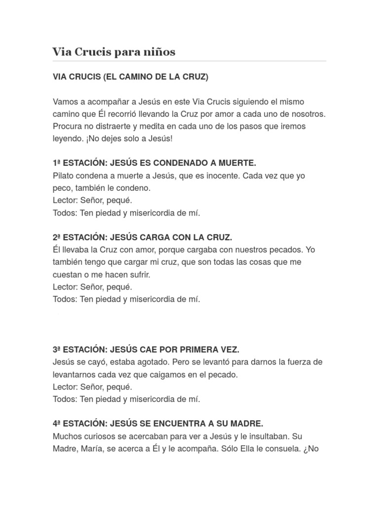 Viacrucis para Niños: 14 Estaciones | PDF | Estaciones de la Cruz | Pecado