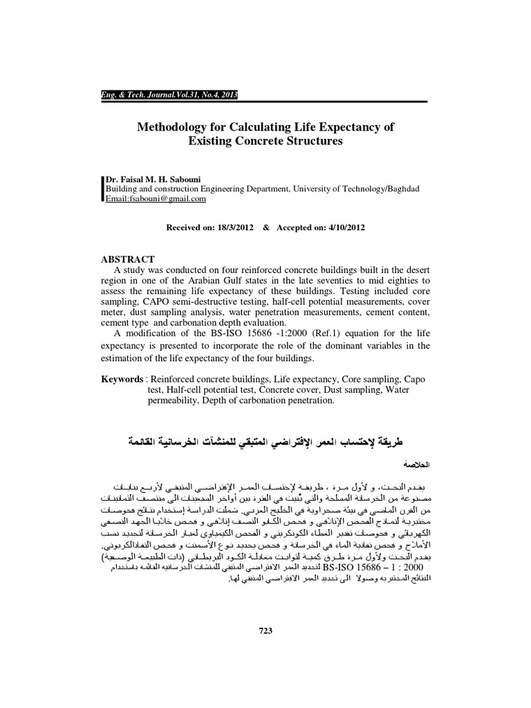 Methodology For Calculating Life Expectancy of Existing Structures ...