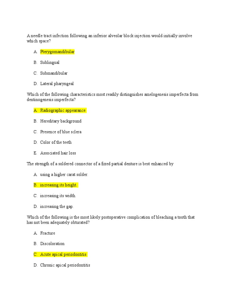 All NBDE Questions 2008 | PDF | Human Tooth | Periodontology