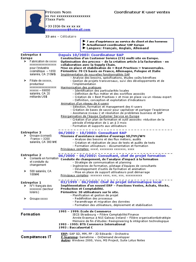 CV Coordinateur gfgfgfgSAP | SAP (entreprise) | Consultant