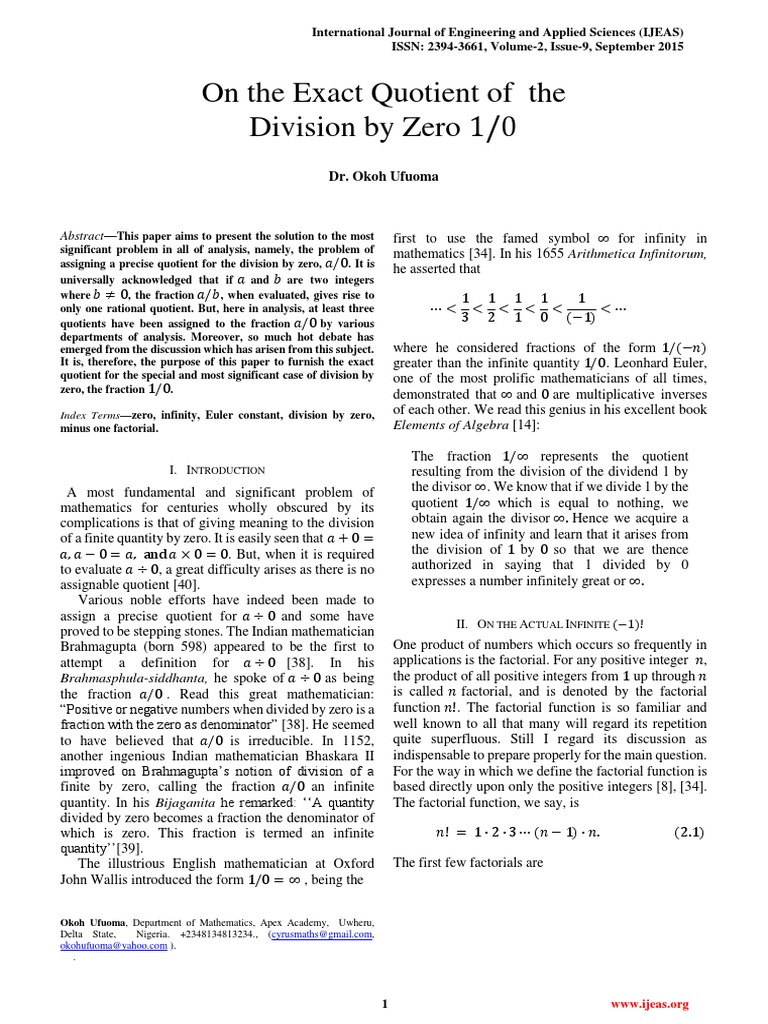 Division by Zero | PDF | Division (Mathematics) | Fraction (Mathematics)