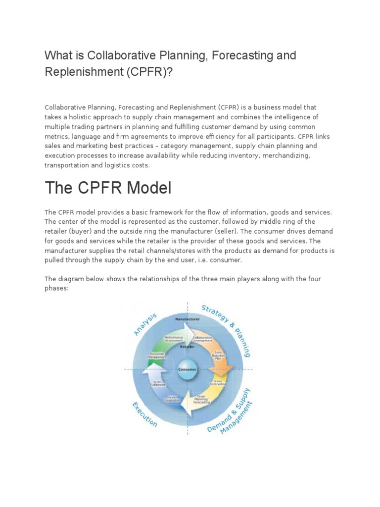 CPFR Concept | PDF | Inventory | Supply Chain