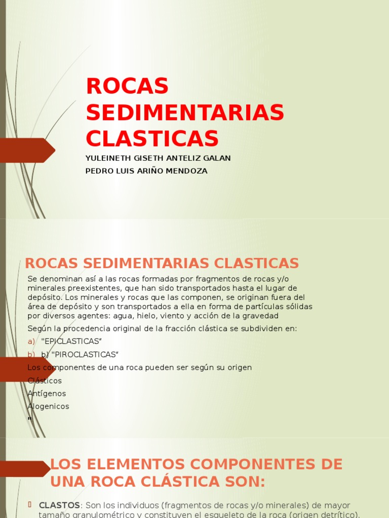 Diapositivas Rocas Sedimentarias Clasticas. | PDF | Roca clástica ...