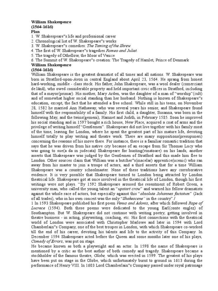 The Taming of The Shrew Romeo and Juliet.: William Shakespeare (1564 ...