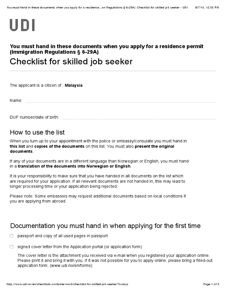 You Must Hand in These Documents When You Apply For A Residence Permit ...
