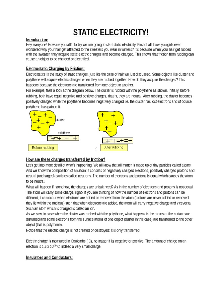 Static Electricity | PDF | Electric Charge | Ion