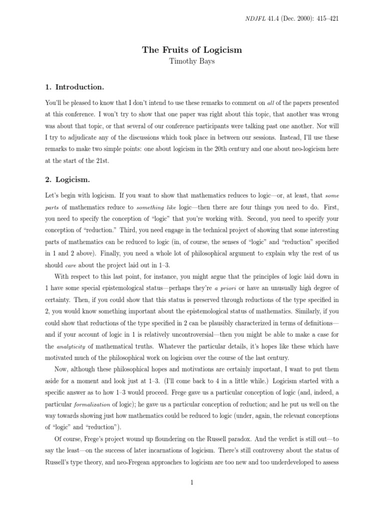 The Fruits of Logicism | PDF | Model Theory | Logic