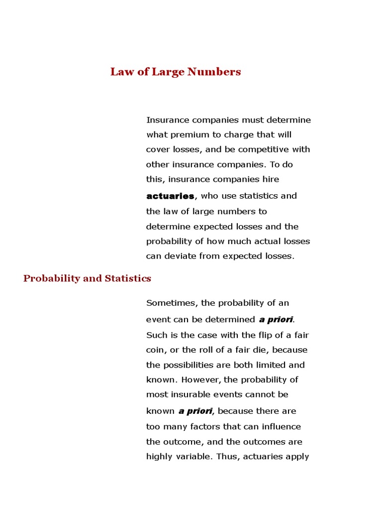 Law of Large Numbers: Probability and Statistics | PDF | Variance ...