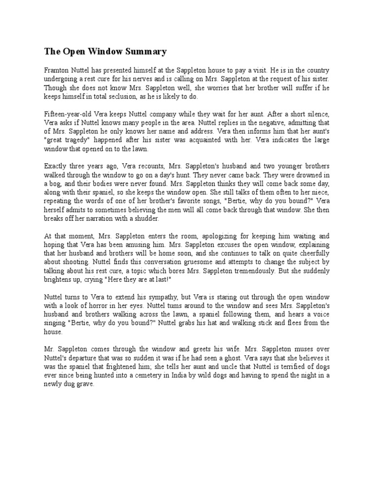 The Open Window Summary | PDF