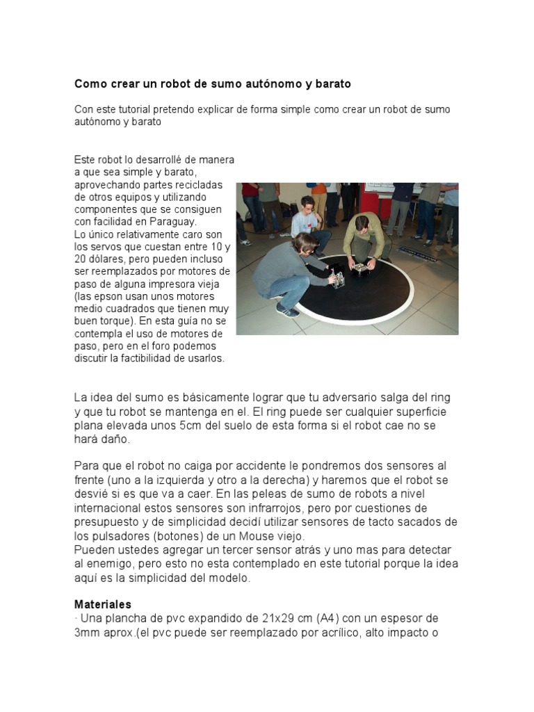 Como Crear Un Robot de Sumo Autónomo y Barato | Descargar gratis PDF ...