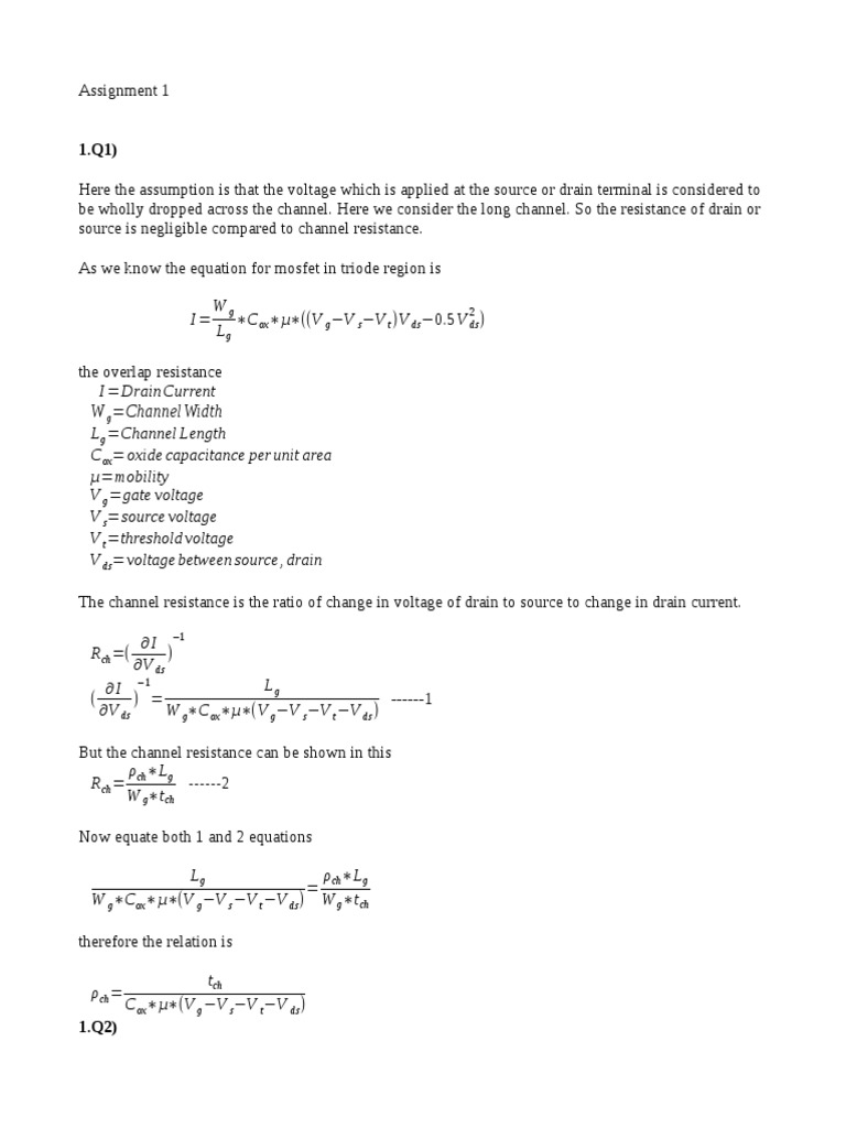 Vlsi Assignment1 Pdf Doping Semiconductor Field Effect Transistor