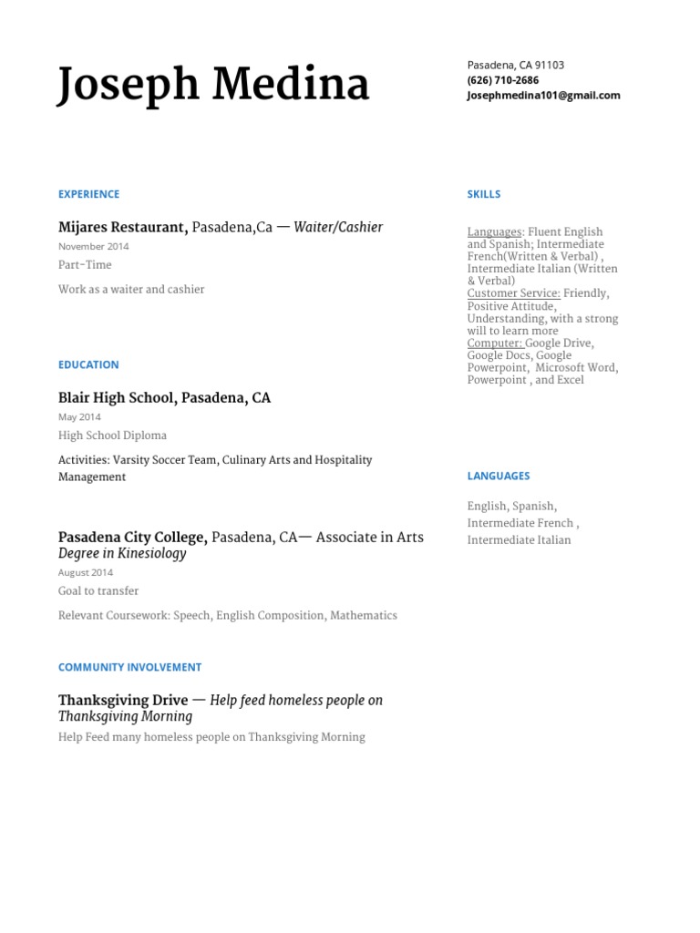 Joseph Medina's Resume and Skills Profile | PDF