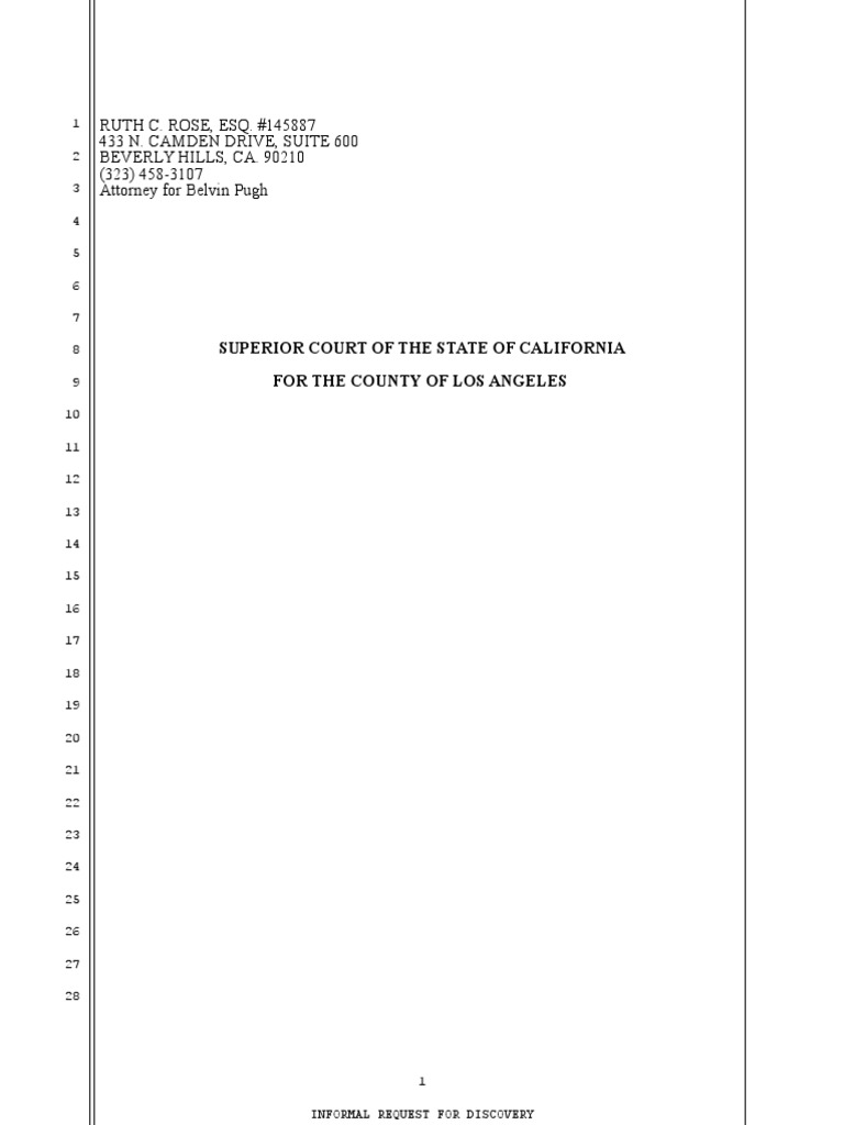 Informal Discovery Request for Pugh Case | PDF | Discovery (Law) | Witness