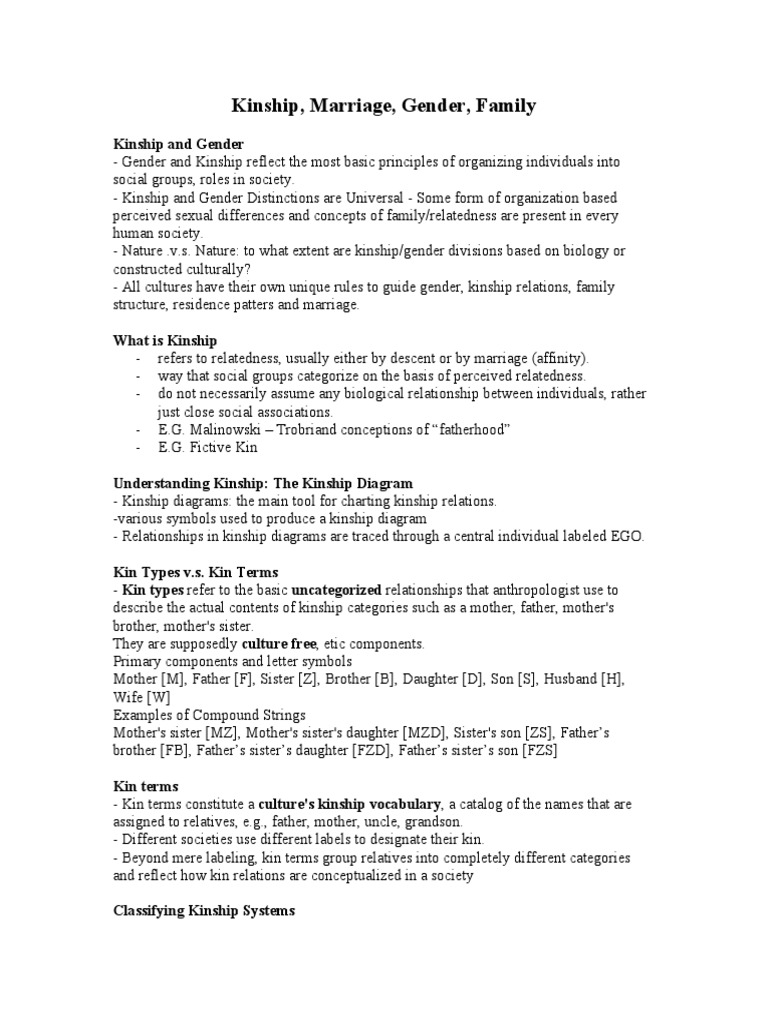 Kinship, Marriage, Gender, Family | PDF | Kinship | Matriarchy