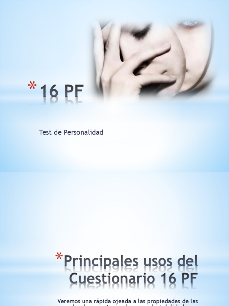 Presentaciòn del test 16pf PDF | Sicología y ciencia cognitiva ...