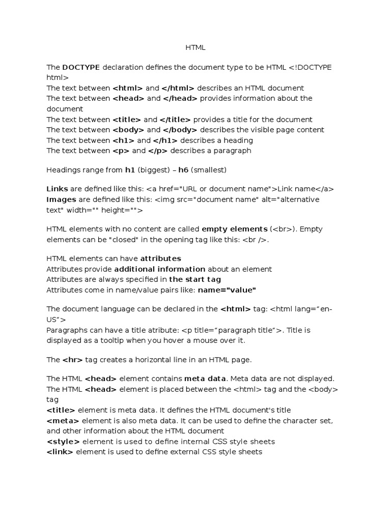 Element Is Used To Define Internal CSS Style Sheets | PDF | Html Element | Html5