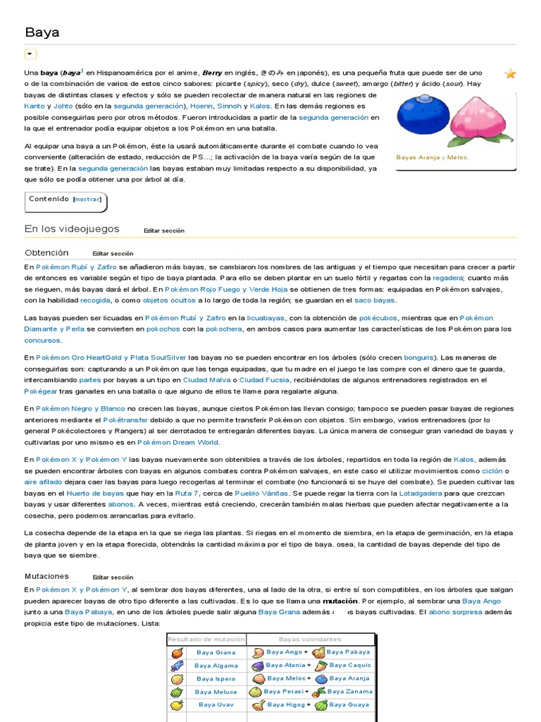 Baya - WikiDex, La Enciclopedia Pokémon - Wikia | PDF | Pokémon ...