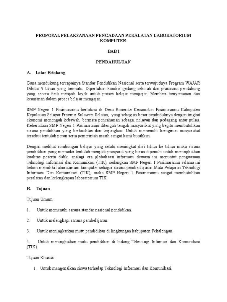 Contoh Proposal Lab. Komputer | PDF