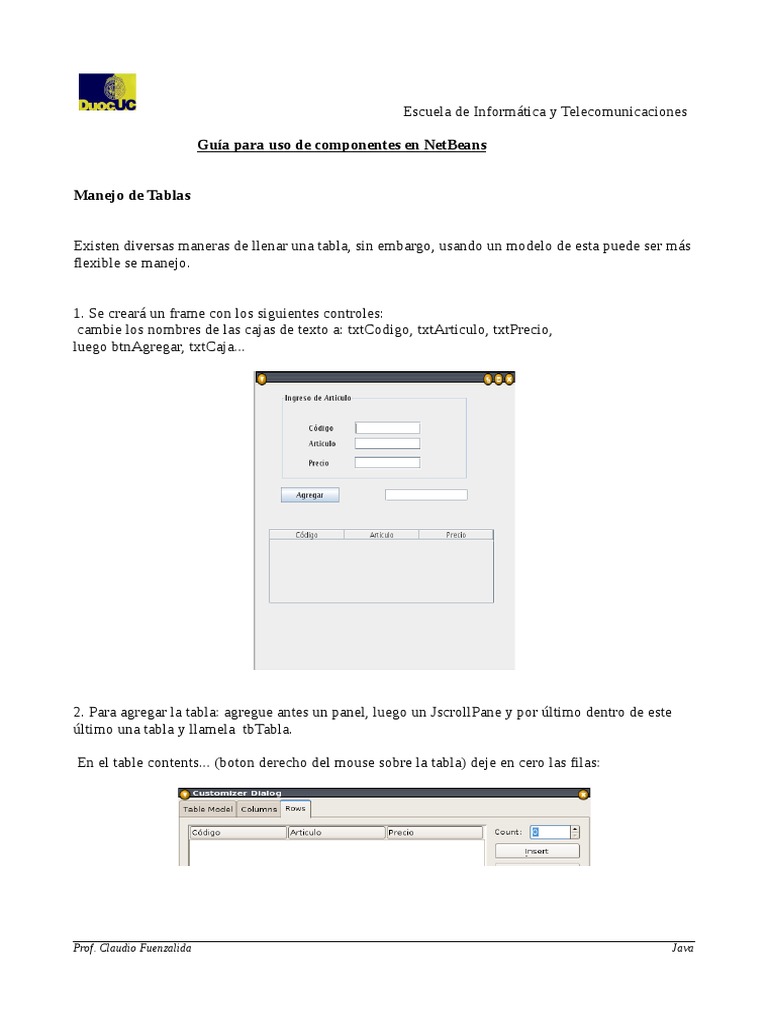 Tablas Netbeans | PDF
