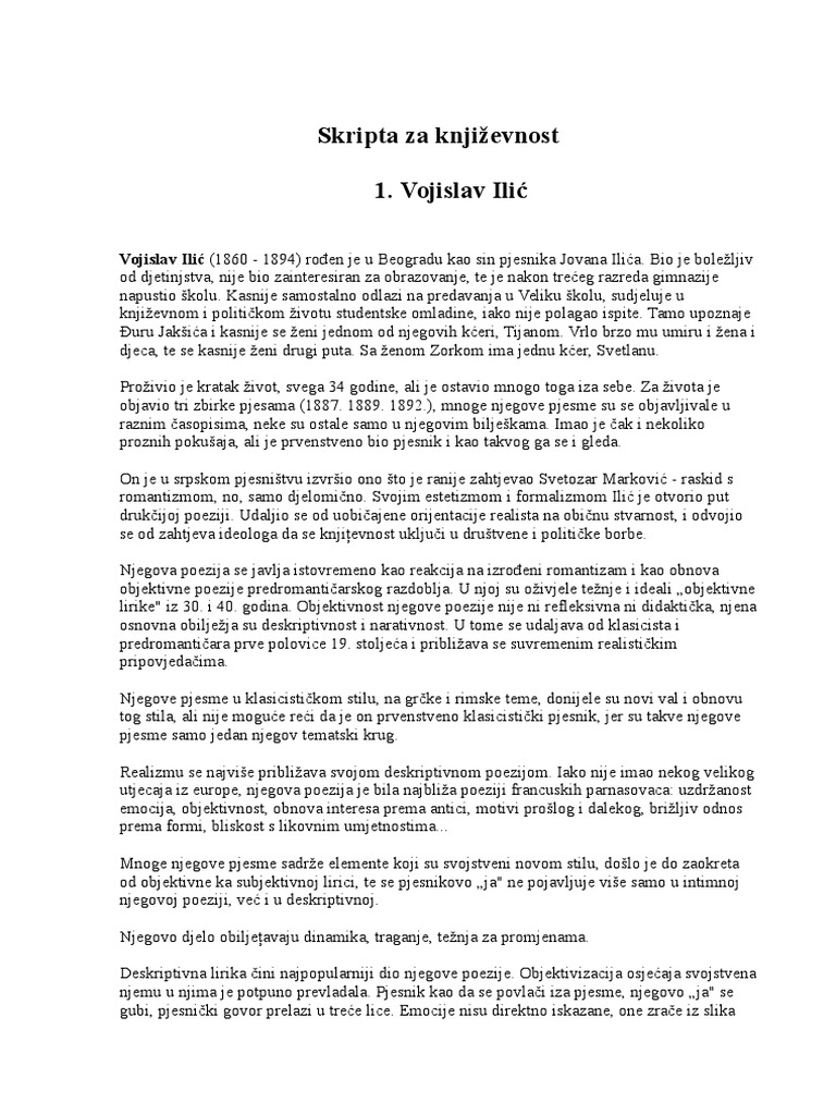 Knjizevnost Moja Skripta | PDF