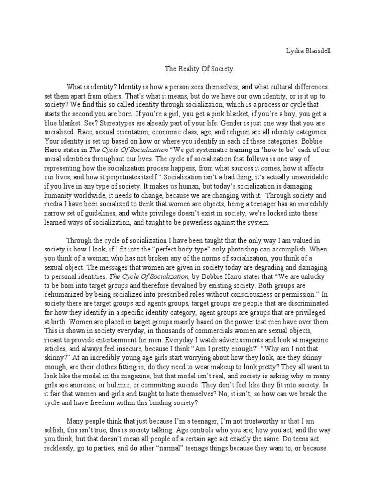 Socialization Essay | Socialization | Trust (Emotion)