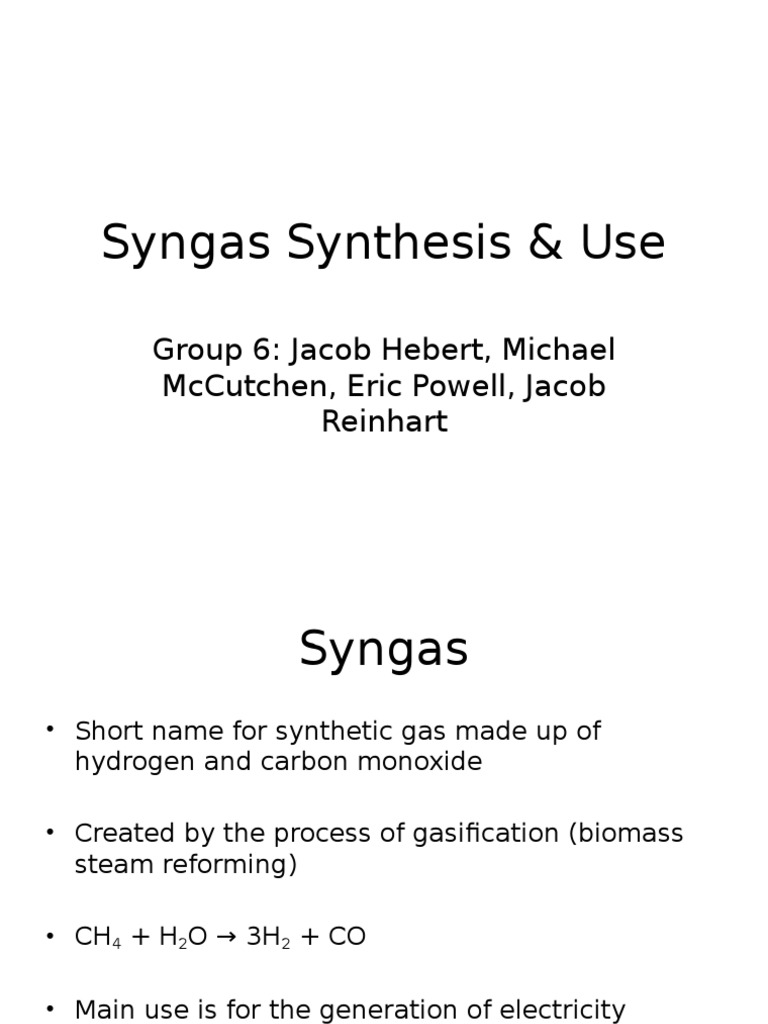 Syngas Synthesis & Its Use | PDF | Gasification | Carbon Monoxide