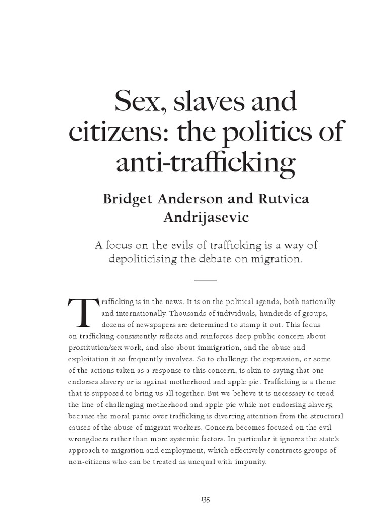 Sex, Slaves and Citizens: The Politics of Anti-Traffi Cking: Bridget Anderson and Rutvica ...