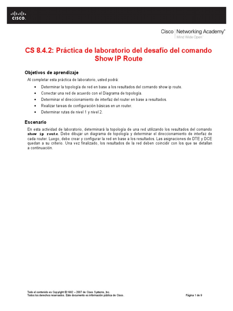 CS 8-4-2 Desafio | PDF | Enrutador (Computación) | Dirección IP