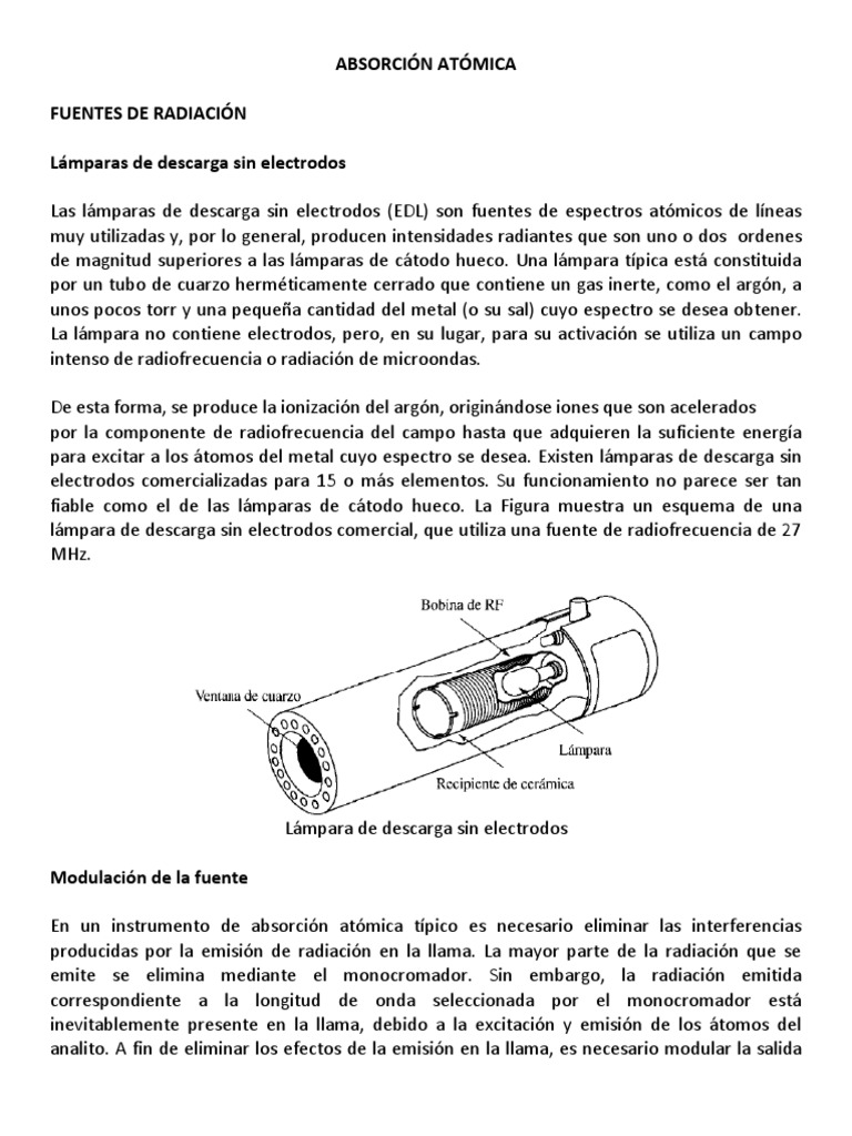Fuentes y técnicas en absorción atómica | PDF | Espectroscopía de ...