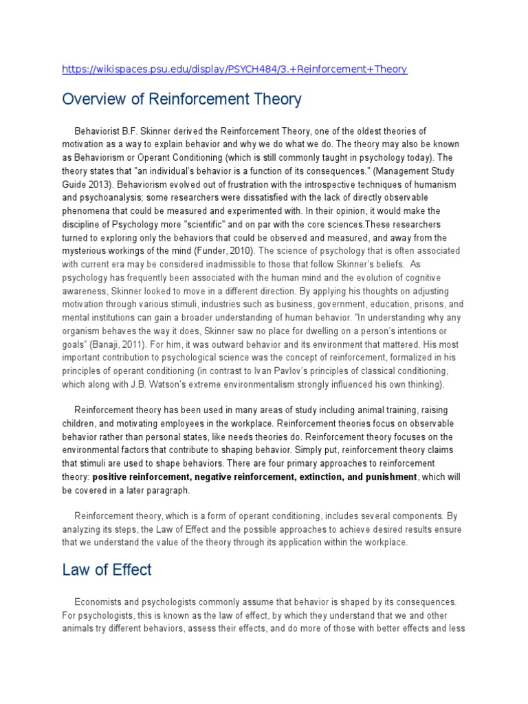 Overview of Reinforcement Theory | PDF | Reinforcement | Behaviorism