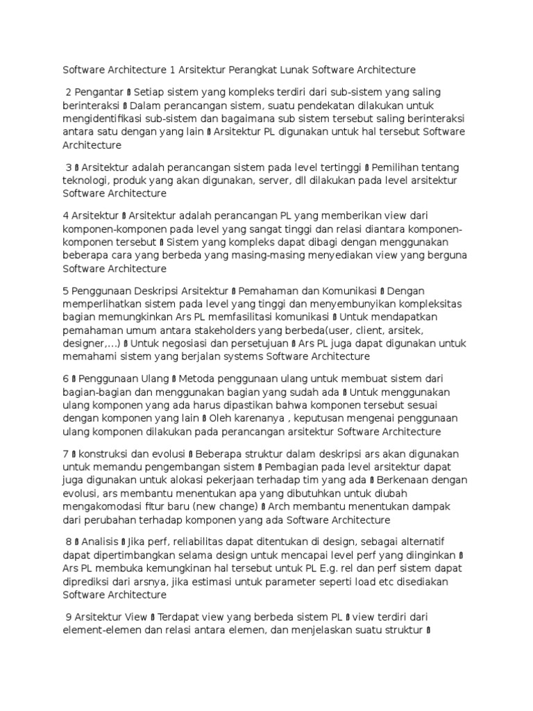 Software Architecture 1 Arsitektur Perangkat Lunak Software ...
