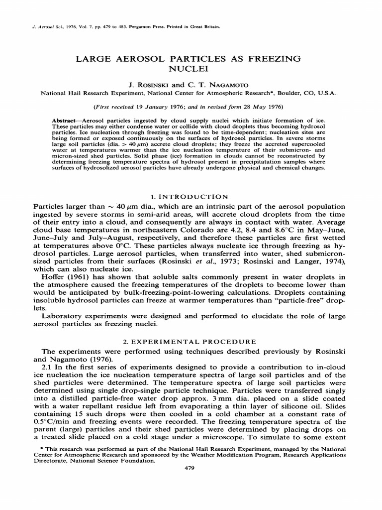 Large Aerosol Particles As Freezing Nuclei | PDF | Ice | Nucleation