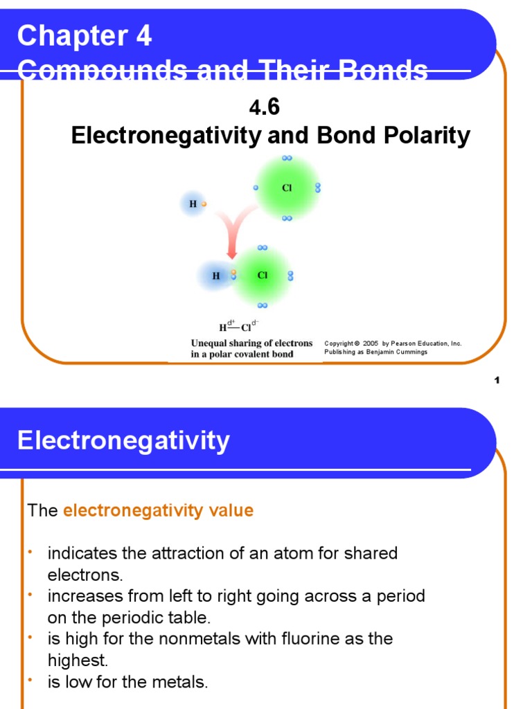 Compounds and Their Bonds: .6 Electronegativity and Bond Polarity | PDF
