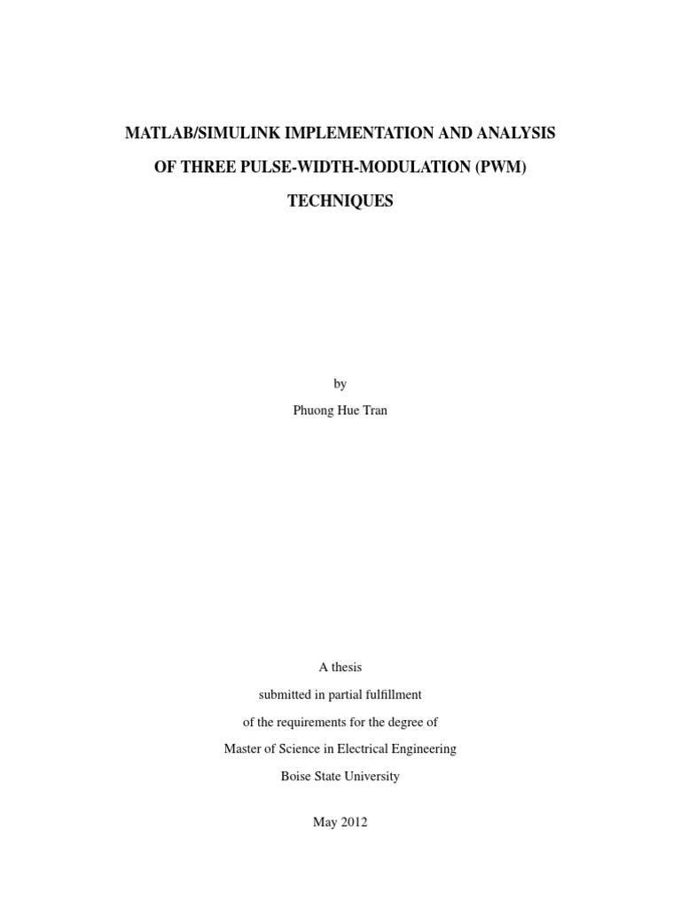 PWM Techniques in MATLAB/Simulink Analysis | PDF | Power Electronics ...